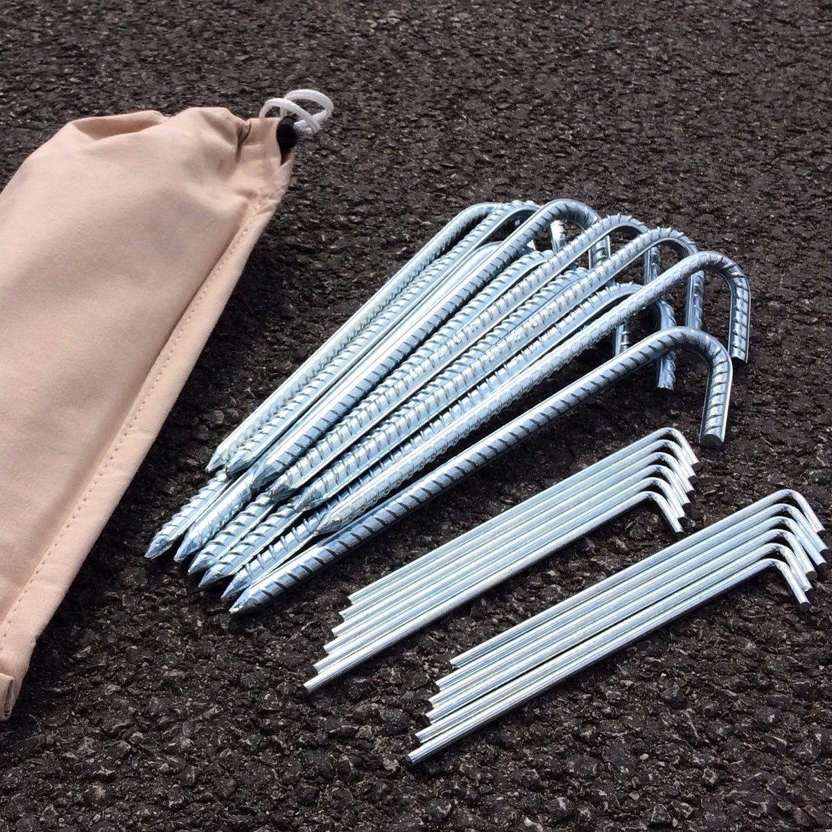 Spare Peg Set: 10 x Heavy Duty Ribbed Steel pegs - glawning